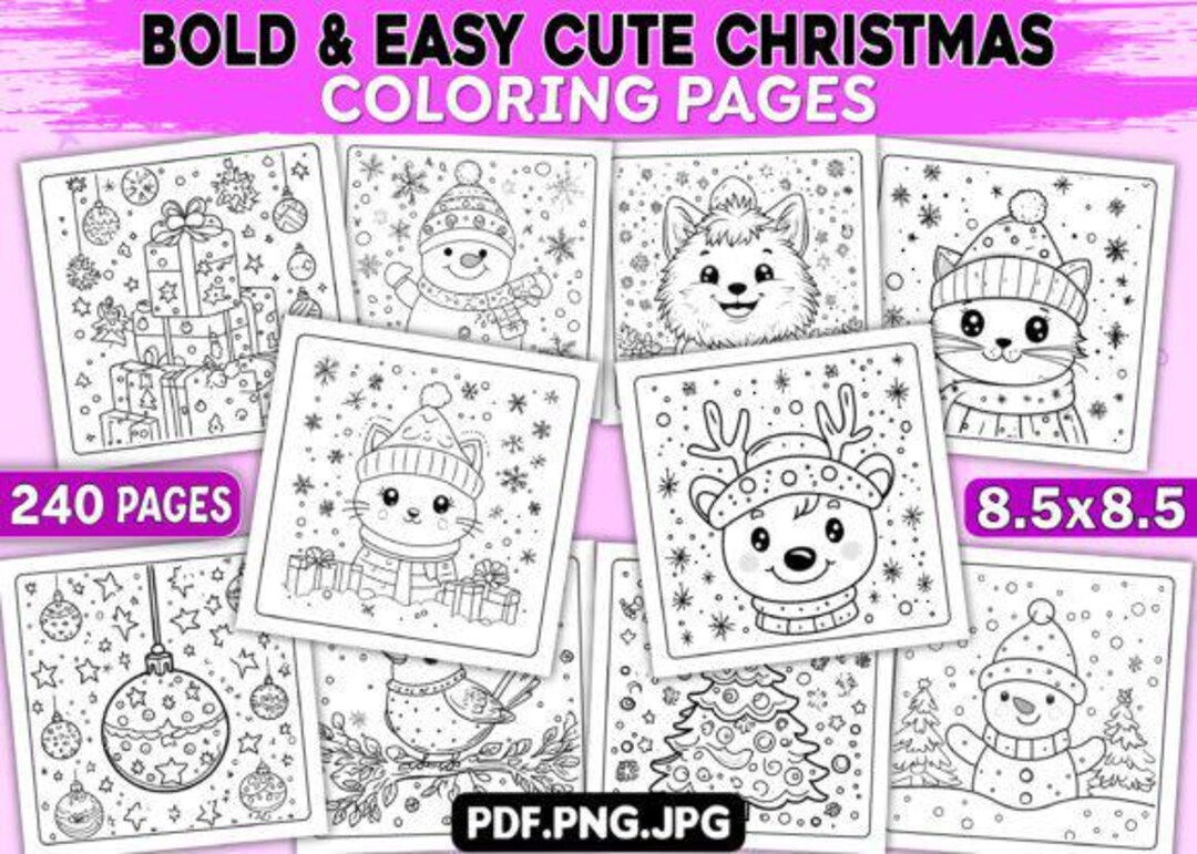 Bold and Easy Cute Christmas Coloring Pages, Printable Christmas ...