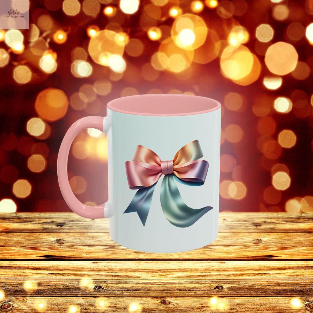 Pink Bow Mug Gift With Cute Bow Pink Mug for Christmas Bow Decor Modern ...