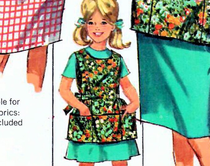 1960s Simplicity 6809 Vintage Sewing Pattern Full Apron, Art Smock ...