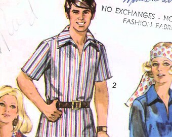 1980s Simplicity 6630 UNCUT Vintage Sewing Pattern Men's Casual Shirt ...