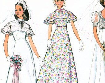 1980s Vogue 1677 UNCUT Vintage Sewing Pattern Misses Bridal Dress ...
