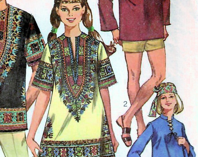 1960s Simplicity 8177 Vintage Sewing Pattern Misses Boho Pullover Mini ...