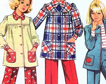 Vintage 1970s Childrens Pattern -- Simplicity Girls Smock Top and Pants ...