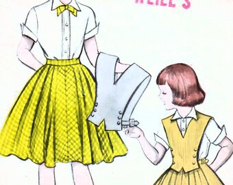 1950s Simplicity 3873 Vintage Sewing Pattern Girl's Peasant Blouse ...