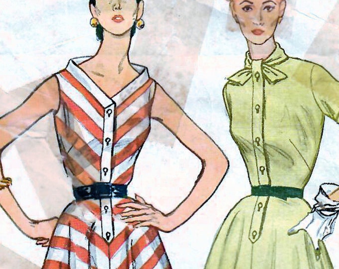 1950s Butterick 6747 Vintage Sewing Pattern Misses Morning Dress ...