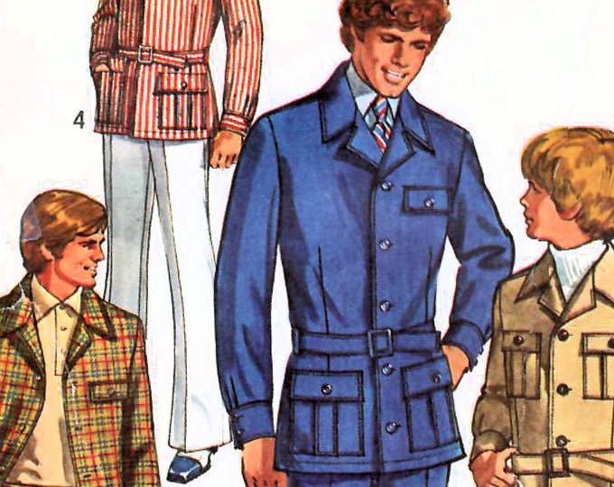 1970s Simplicity 9123 UNCUT Vintage Sewing Pattern Men's Leisure Suit ...