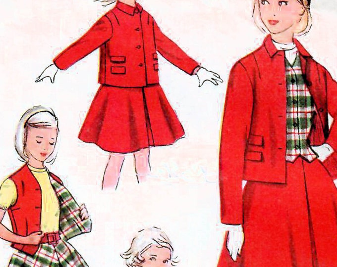 1950s Butterick 7909 UNCUT Vintage Sewing Pattern Girls Box Jacket ...