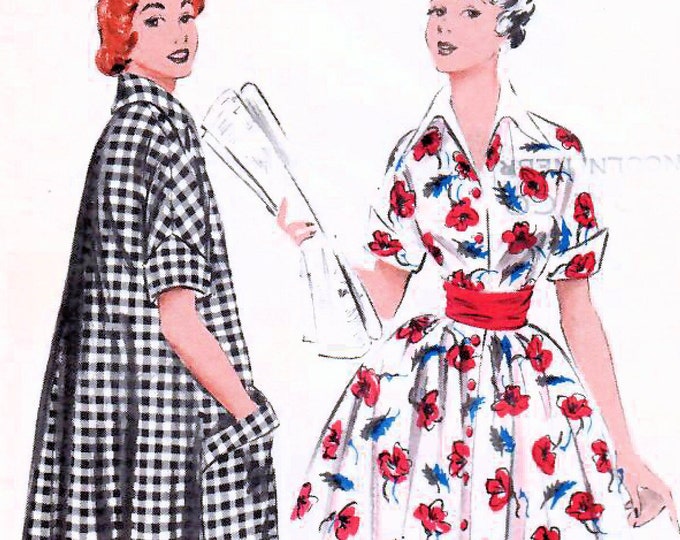 1950s Butterick 6747 Vintage Sewing Pattern Misses Morning Dress ...