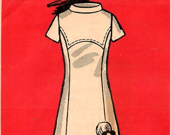 1960s Butterick 5591 Vintage Sewing Pattern Misses A-line Dress, Mini Dress, Button Down Dress ...