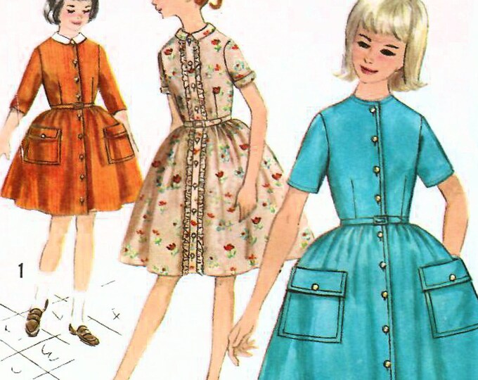 1960s Butterick 9616 Vintage Sewing Pattern Girls Party Dress, Full ...