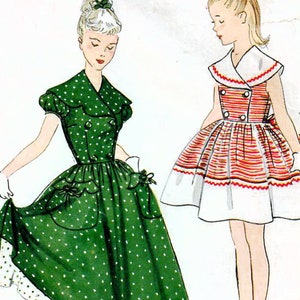 1950s Simplicity 3784 Vintage Sewing Pattern Girls Party Dress, Full ...