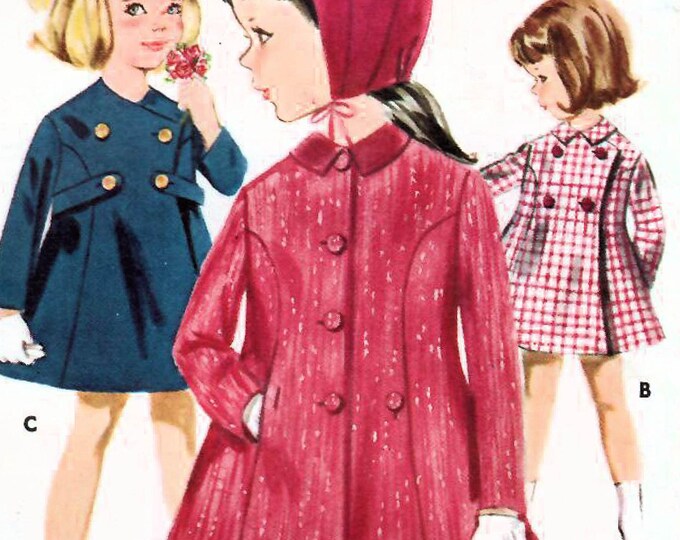 1960s Butterick 2482 Vintage Sewing Pattern Girls Princess Coat, Hat ...