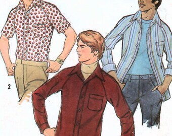 1980s Simplicity 6630 UNCUT Vintage Sewing Pattern Men's Casual Shirt ...