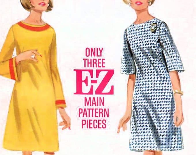 1960s Butterick 4102 Vintage Sewing Pattern Misses One Piece Dress, A ...