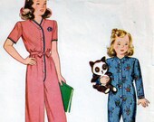 1940s Simplicity 2199 Vintage Sewing Pattern Girls Pajamas - Etsy