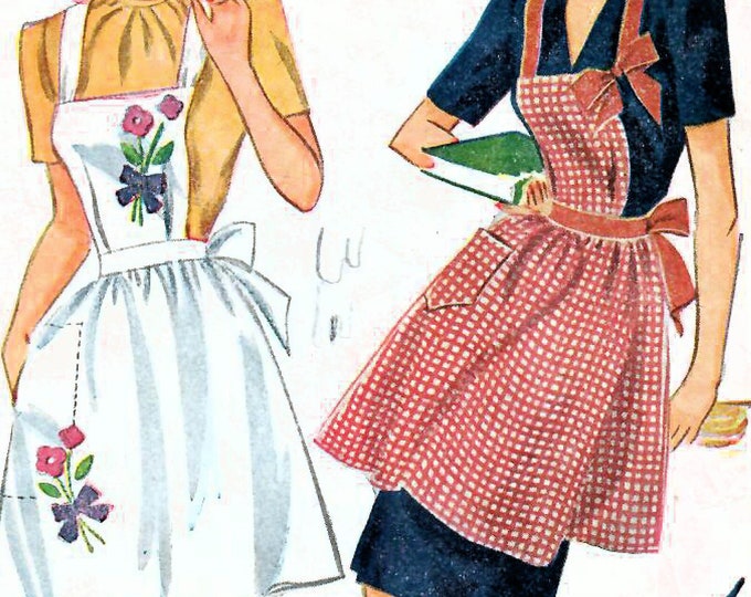 1940s Simplicity 1162 Vintage Sewing Pattern Full Apron, Bib Apron ... 1940s Simplicity 1162 Vintage Sewing Pattern Full Apron, Bib Apron ...