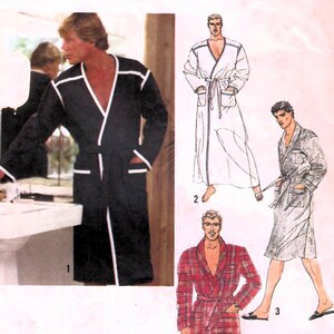 1970s Simplicity 9252 Vintage Sewing Pattern Men's Long Robe, Short ...