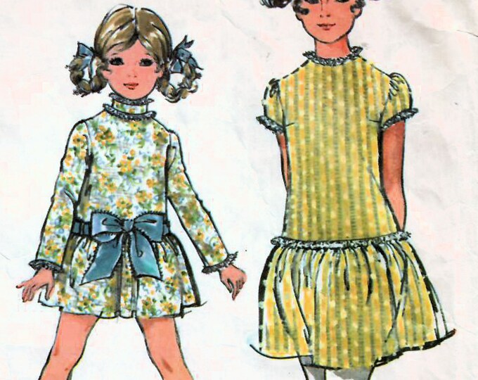 1960s Mccall's 9642 Vintage Sewing Pattern Girls Drop Waist Dress ...