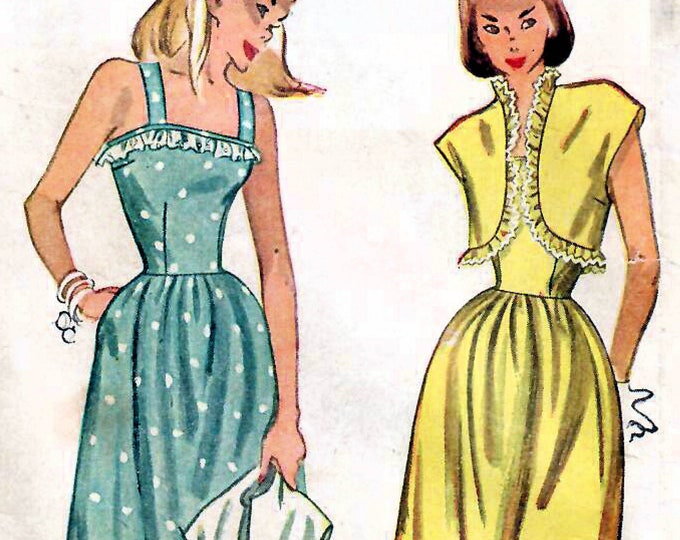 1940s Simplicity 4036 Vintage Sewing Pattern Misses Button Down Dress ...