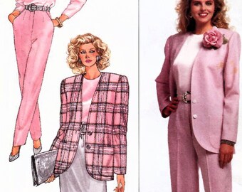 1980s New Look 6325 Vintage Sewing Pattern Jacket, Slim Skirt, Loose ...