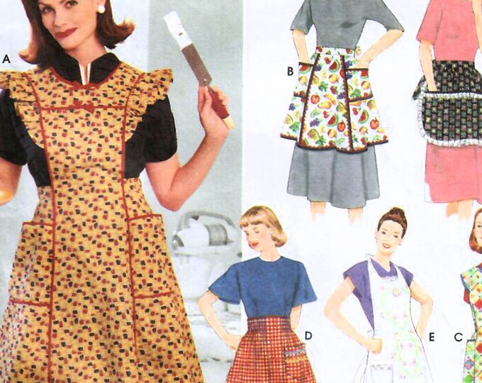 1990s Simplicity 8720 Vintage Sewing Pattern Misses Full Apron, Half ...