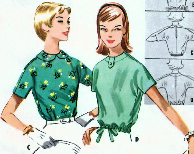 1950s Butterick 5432 Vintage Sewing Pattern Misses Blouse Bust 34, Bust ...