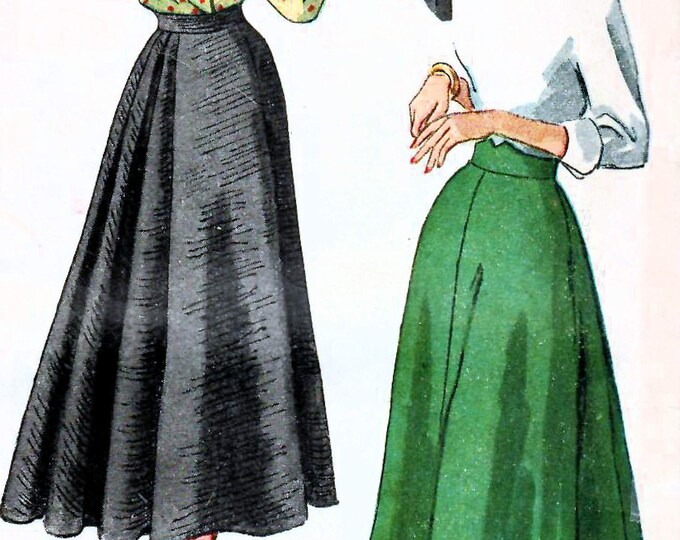 1940s Simplicity 2608 Vintage Sewing Pattern Misses Midi Skirt, High ...