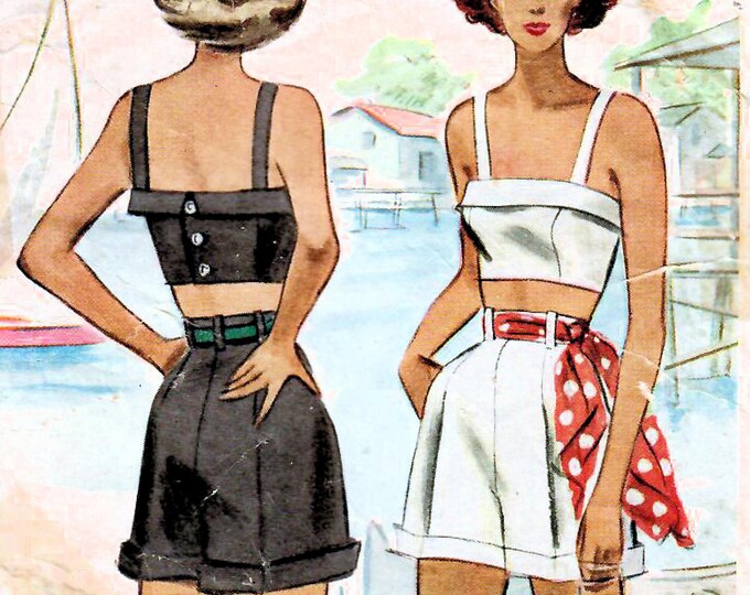 1940s Mccall 7262 Vintage Sewing Pattern Misses Shorts, Bra Top Size 12 ...