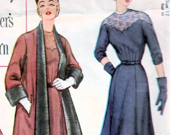 1950s Butterick 6747 Vintage Sewing Pattern Misses Morning Dress ...