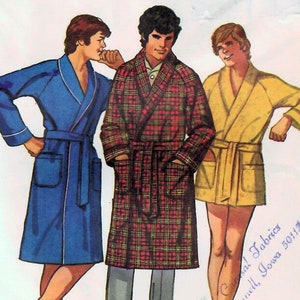 1970s Simplicity 9637 Vintage Sewing Pattern Men's Robe, Short Robe ...