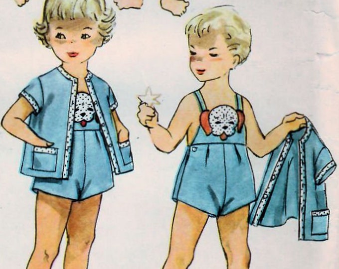 1950s Simplicity 4364 Vintage Sewing Pattern Toddler Sunsuit, Playsuit ...