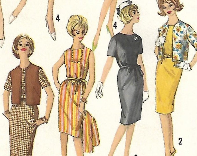 1960s Simplicity 4842 Vintage Sewing Pattern Misses 7 Day Dresses, Slim ...