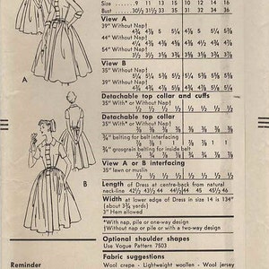 1950s Vogue 9000 FF Vintage Sewing Pattern Junior Misses Full Skirt ...