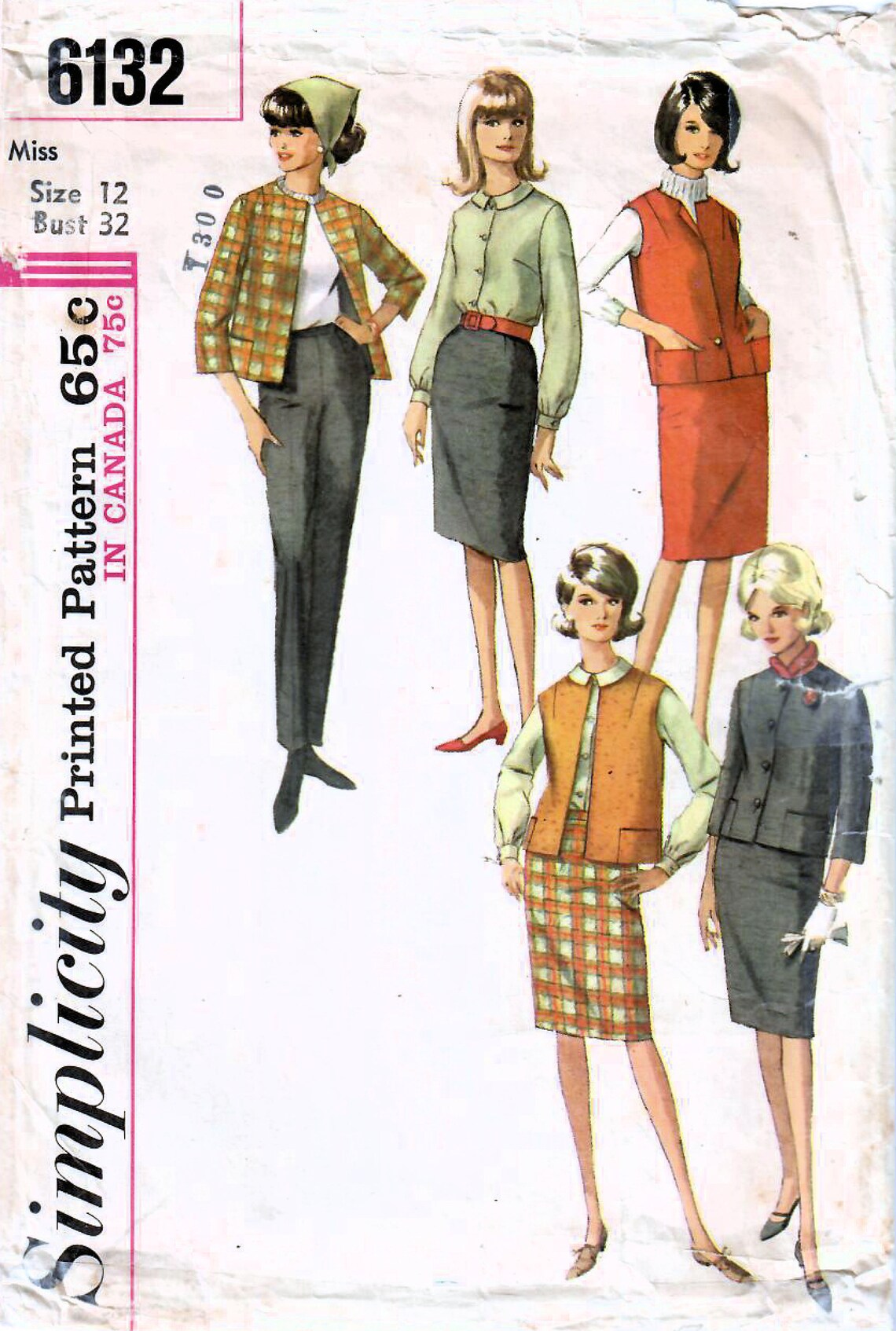 1960s Simplicity 6132 Vintage Sewing Pattern Misses Box Jacket, Blouse ...