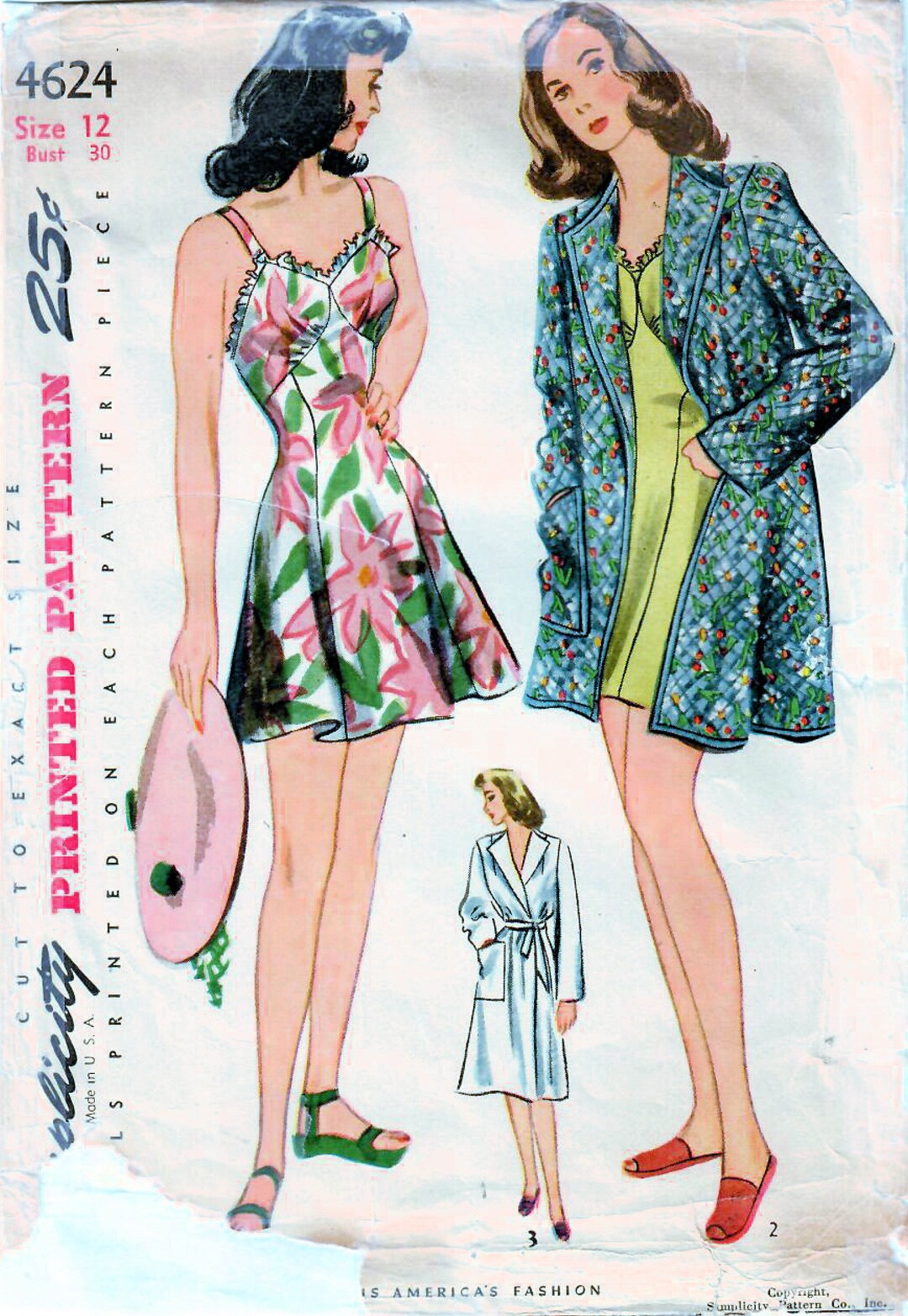 1940s Simplicity 4624 Vintage Sewing Pattern Misses' Bathing Suit ...