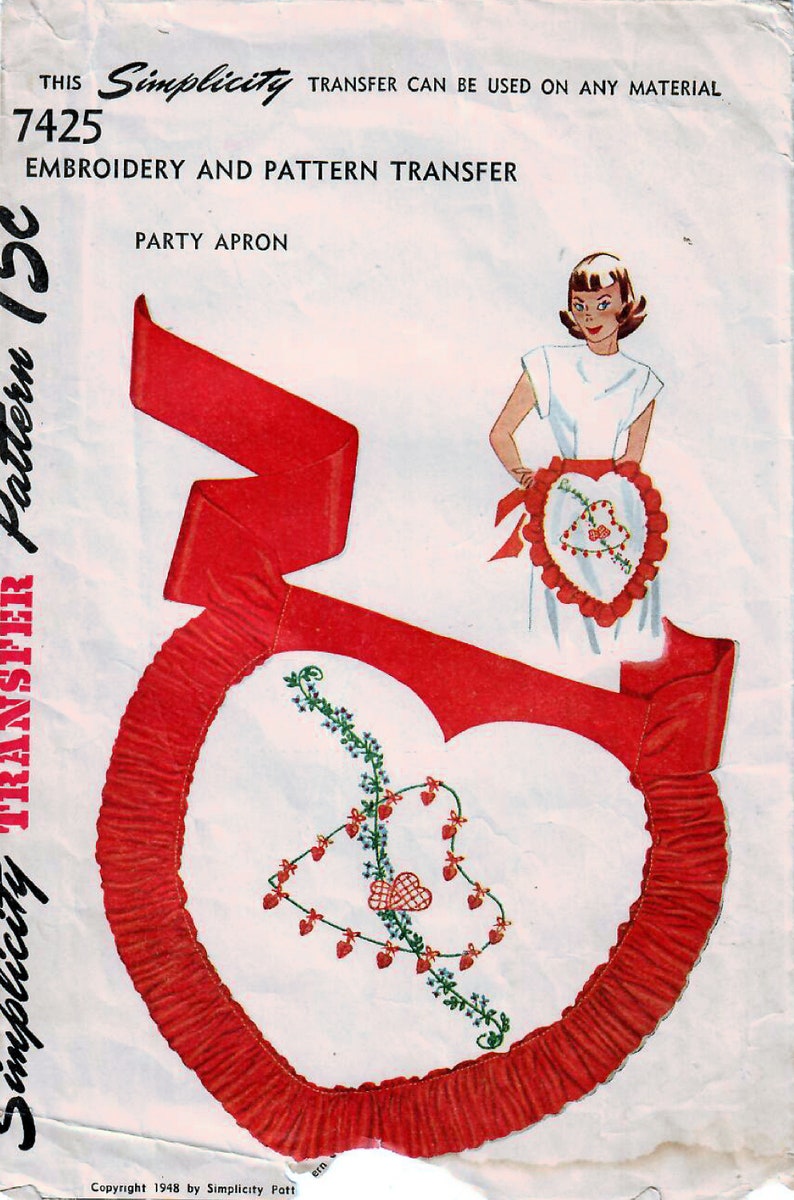 1940s Simplicity 7425 Vintage Transfer Pattern Valentine - Etsy