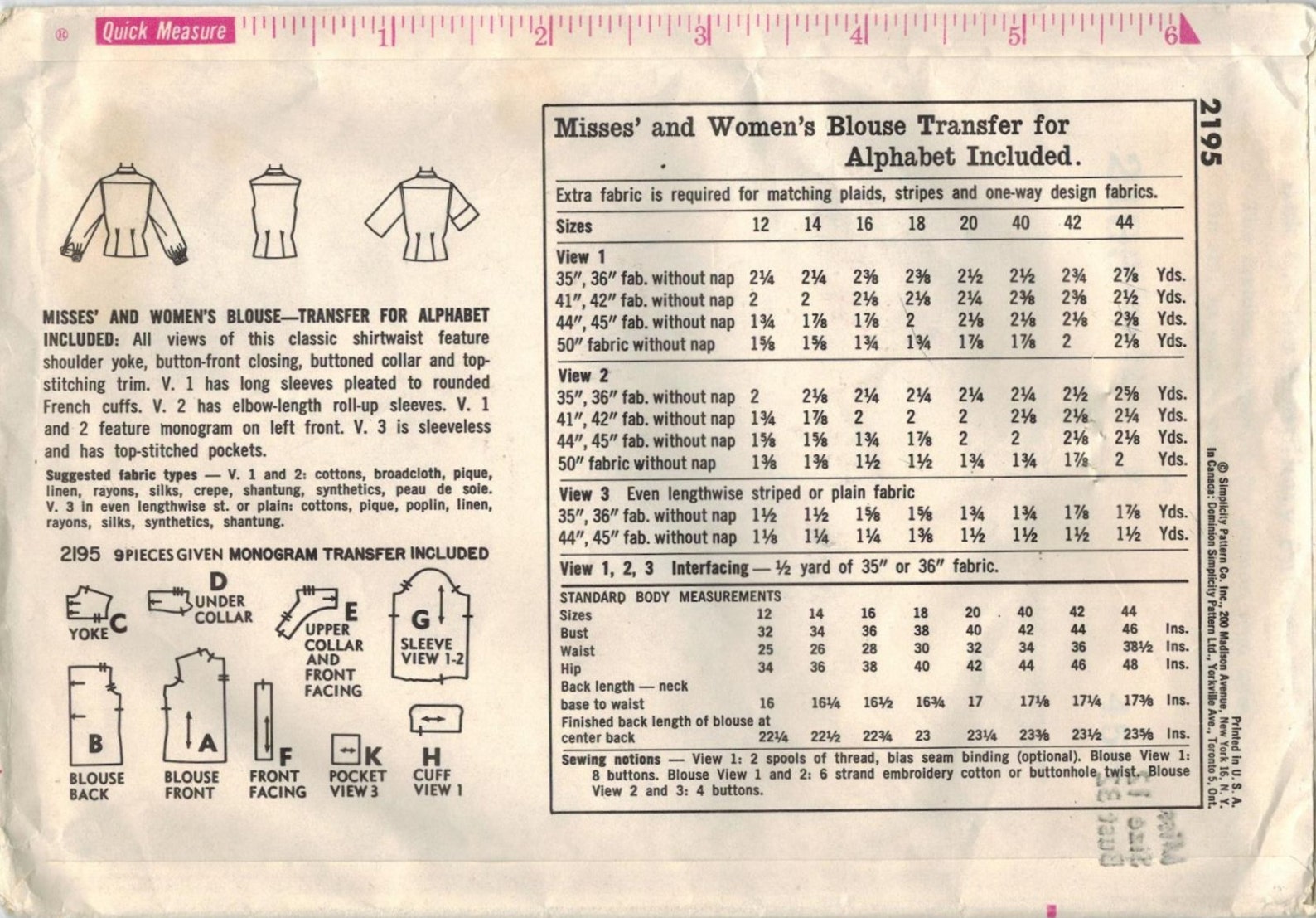 1950s Simplicity 2195 Vintage Sewing Pattern Misses Women - Etsy