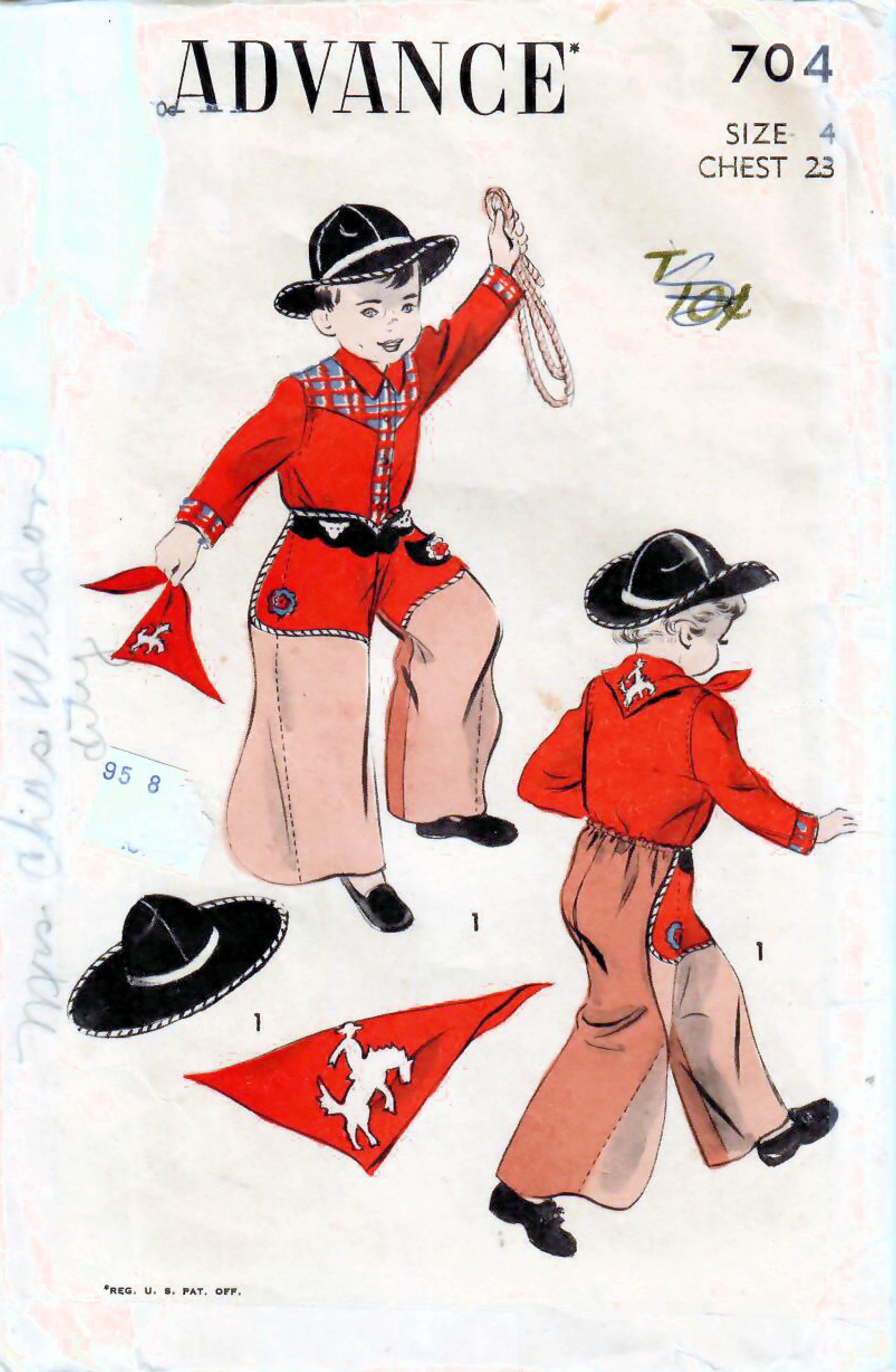 1940s Advance 704 Vintage Sewing Pattern Cowboy Costume 1940s Advance 704 Vintage Sewing Pattern Cowboy Costume