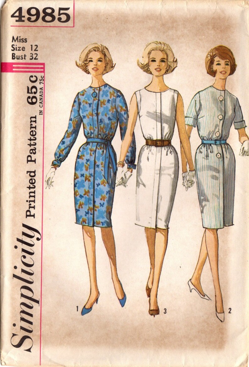 1960s Simplicity 4985 UNCUT Vintage Sewing Pattern Misses Slim Step-in ...
