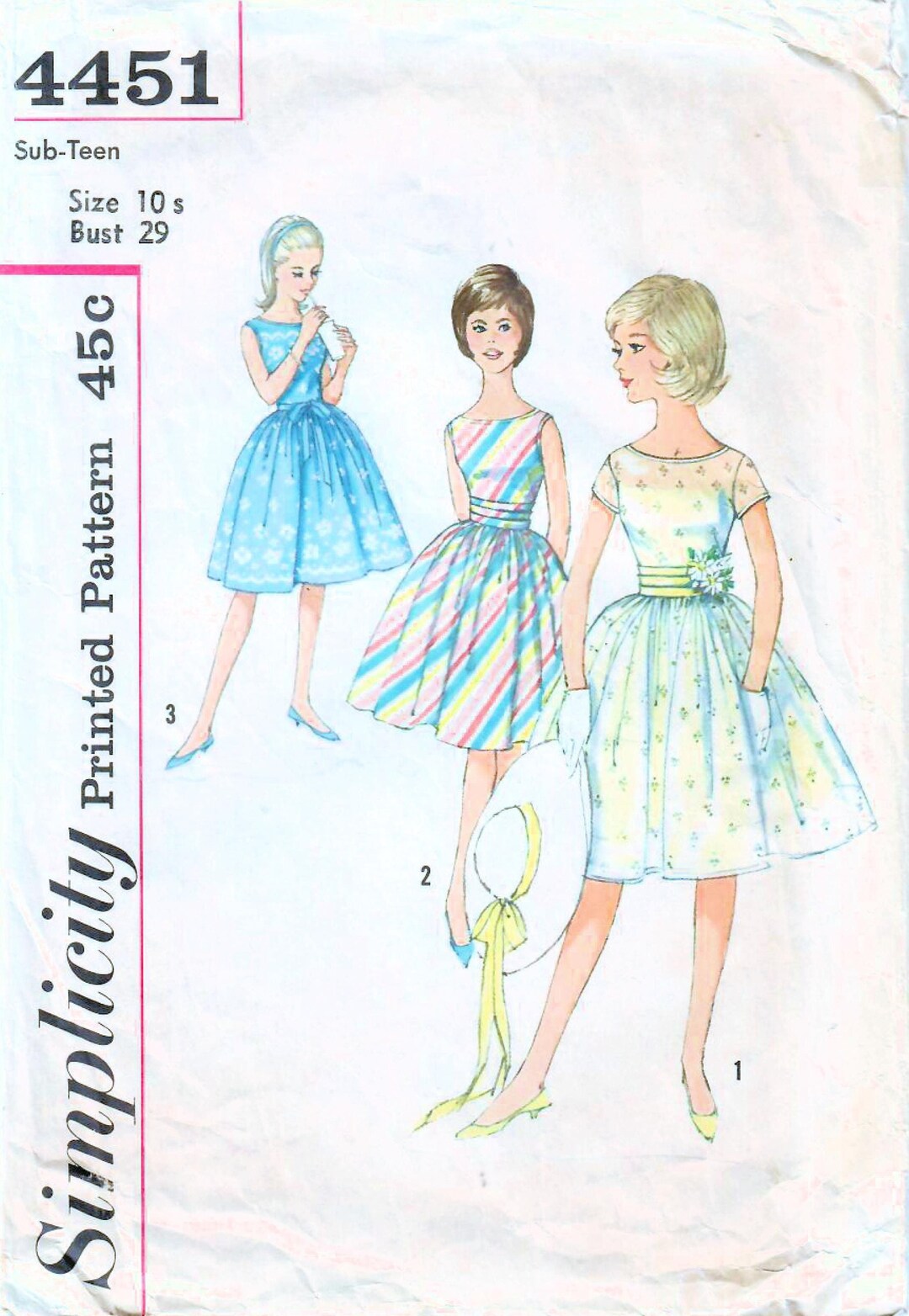 1960s Simplicity 4451 Vintage Sewing Pattern Party Dress, Sleeveless ...