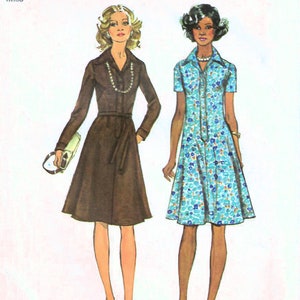 1970s Simplicity 6155 Vintage Sewing Pattern Misses Flared Dress ...