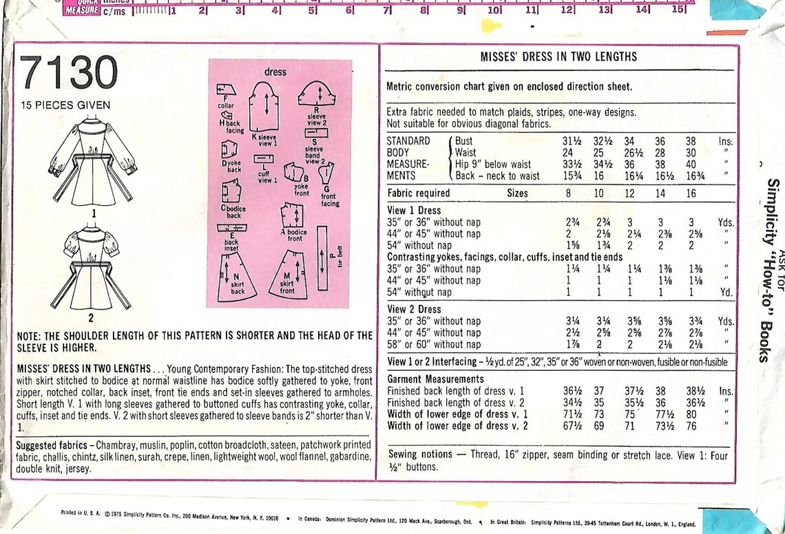 1970s Simplicity 7130 Vintage Sewing Pattern Misses Flared | Etsy
