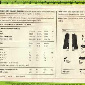 1970s Simplicity 8516 Vintage Sewing Pattern Misses Pullover Sundress ...