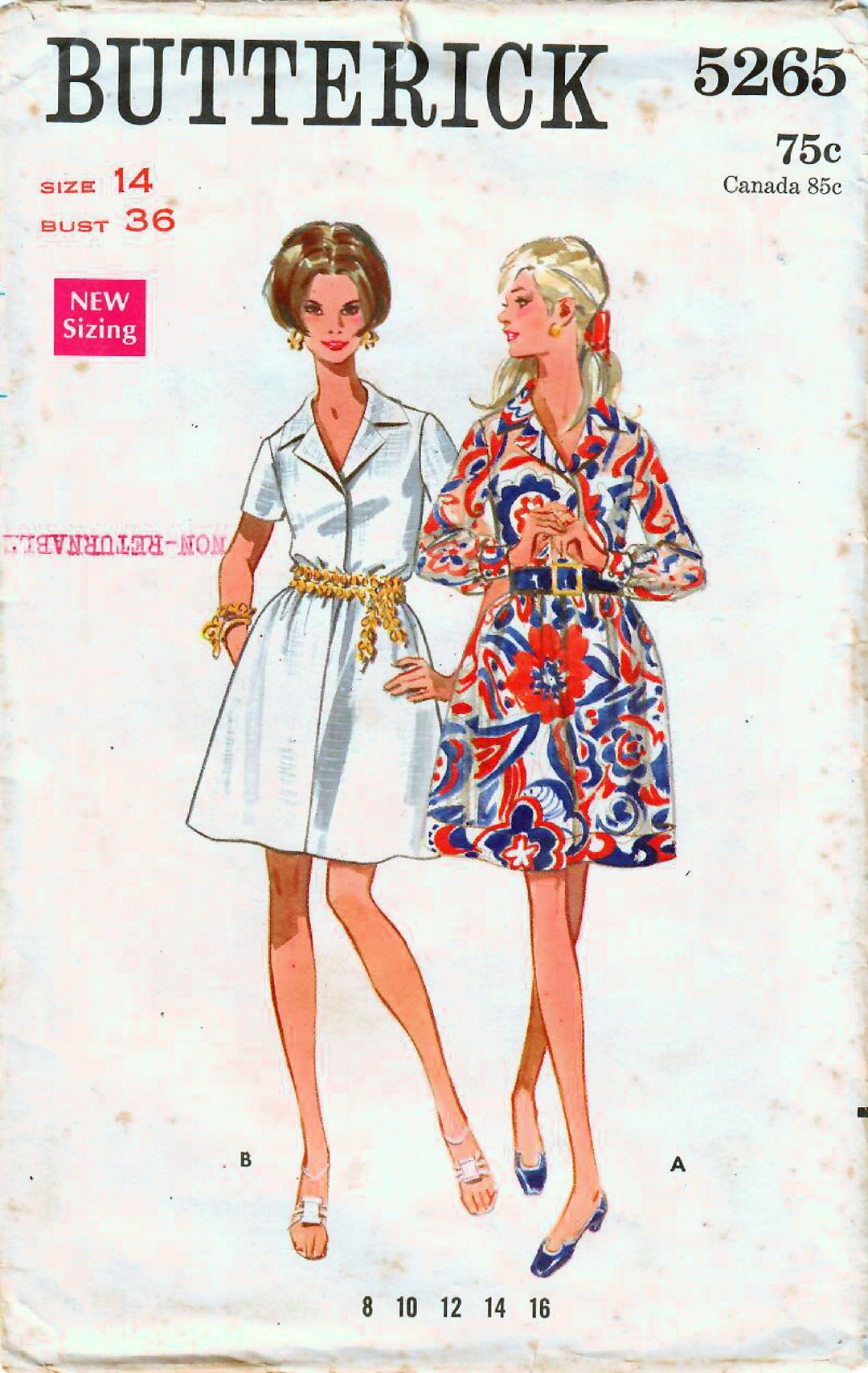 1960s Butterick 5265 Vintage Sewing Pattern Misses Mini Dress ...