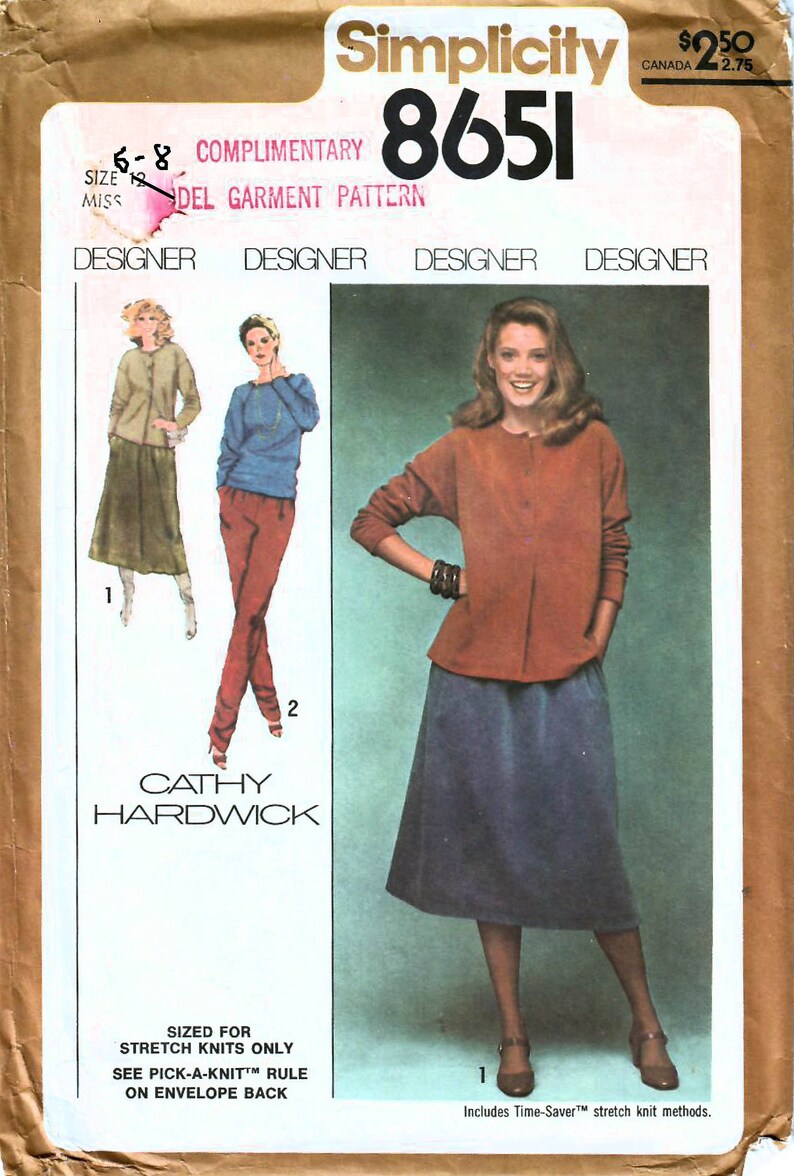 1970s Simplicity 8651 UNCUT Vintage Sewing Pattern Misses Pullover Tops ...
