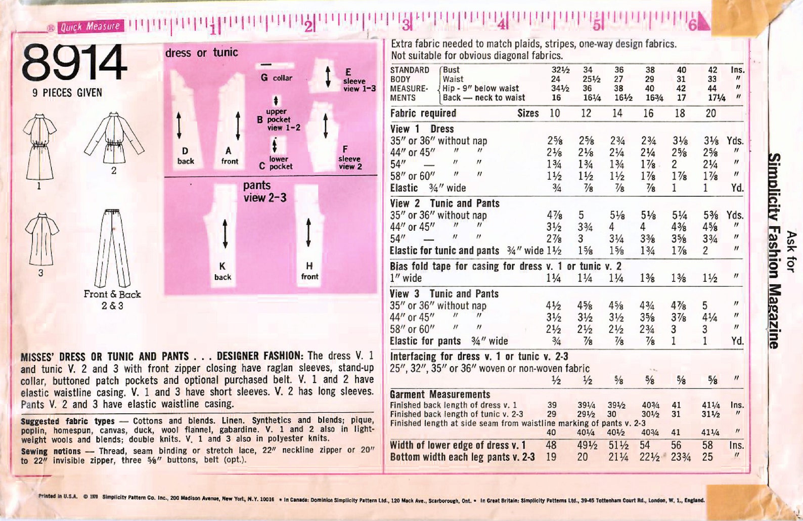 1970s Simplicity 8914 Vintage Sewing Pattern Misses Dress - Etsy