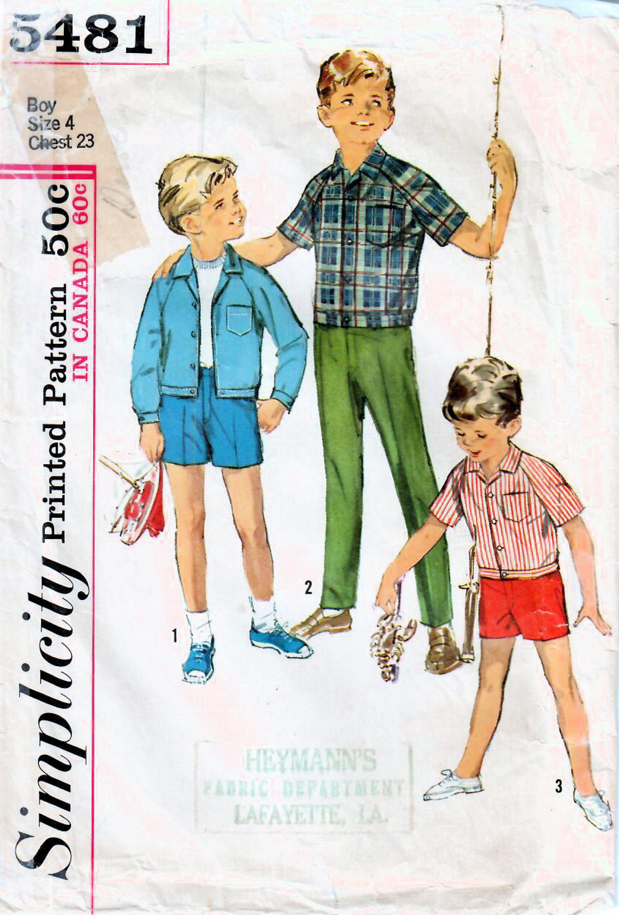 1960s Simplicity 5481 Vintage Sewing Pattern Boys Shorts 1960s Simplicity 5481 Vintage Sewing Pattern Boys Shorts