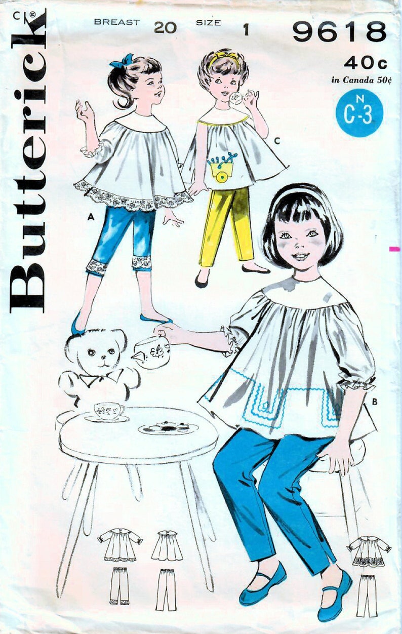 1960s Butterick 9618 Vintage Sewing Pattern Preschooler Smock | Etsy