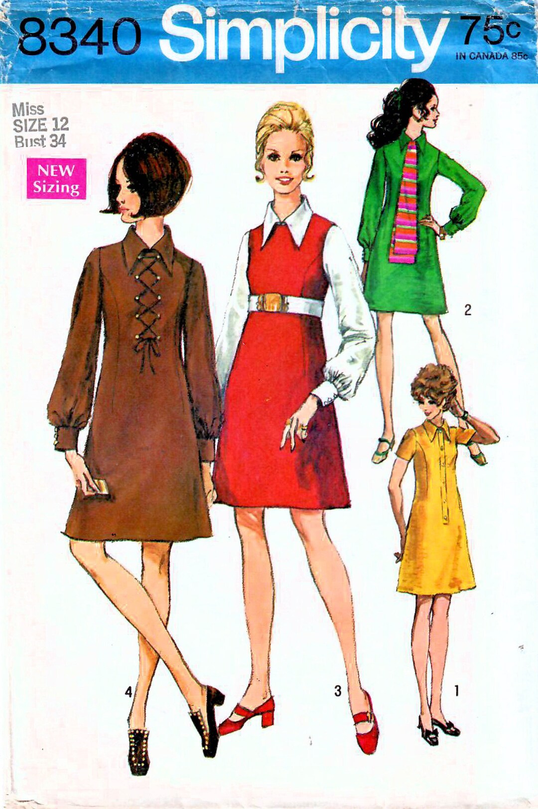 1960s Simplicity 8340 Vintage Sewing Pattern A-line Dress, A-line Jumper Junior Size 11 Bust 33. ...
