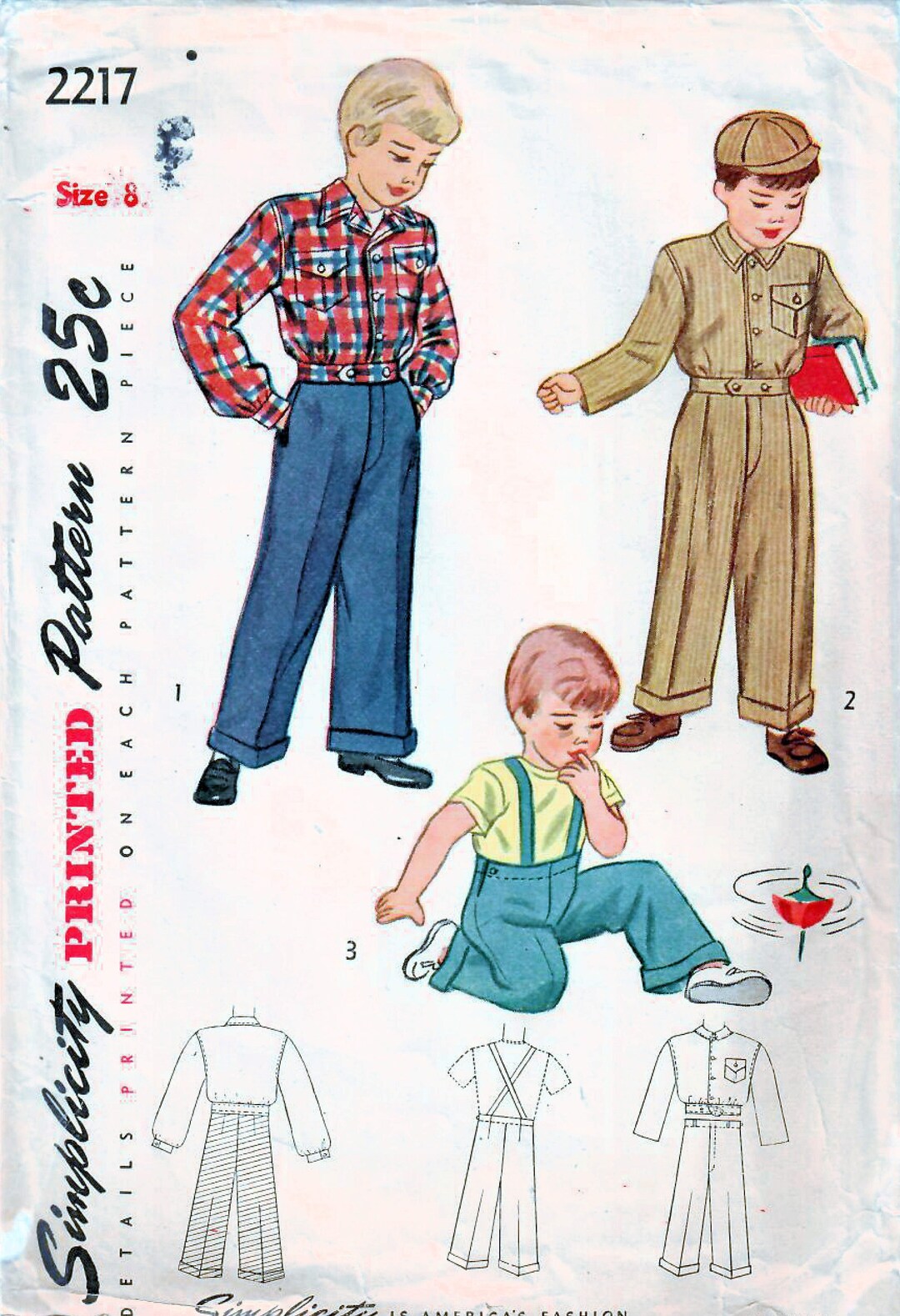 1940s Simplicity 1731 / 2217 Sewing Pattern Boys Casual Jacket, Lumber ...